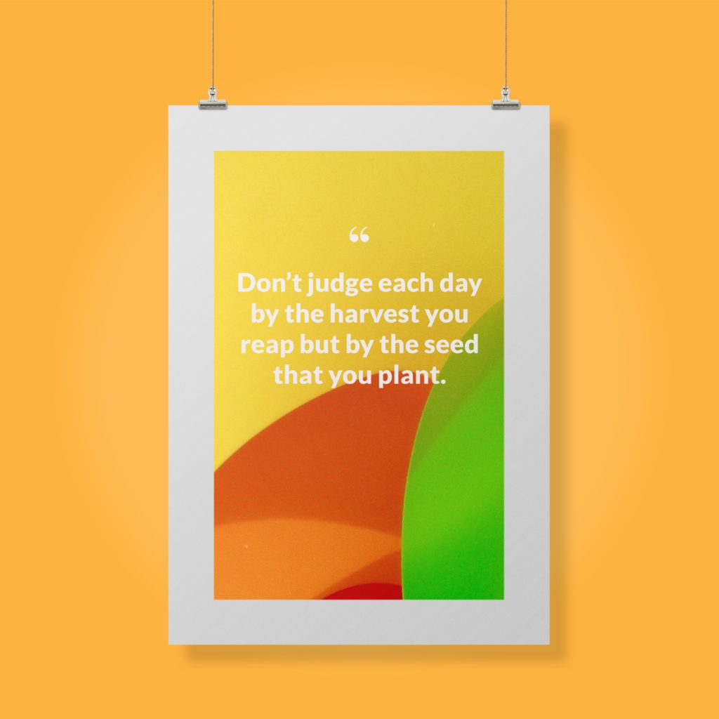 Don’t judge each day by the harvest you reap but by the seed that you ...